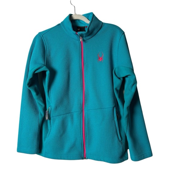 Jackets & Coats | Spyder Youth Full Zip Mock Neck Knit Jacket Aqua Size ...